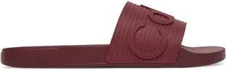 Calvin Klein Pantoletten Nemo - Contoured Emblem Logo Sliders HM0HM02113 Dunkelrot