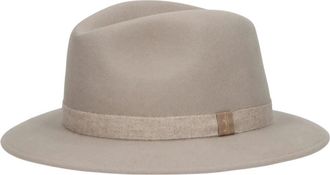 Borsalino Homme, Accessoires, Gris, Taille: 60 CM Ruban en Cachemire Chapeau en Feutre de Laine