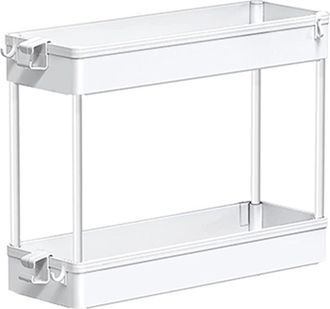 Generic Rollwagen für Badezimmer-Organizer und -Aufbewahrung PP-Kunststoff mit Schwenkrädern Allzweckwagen Turmregal für Küche, Wäsche und Enge Stellen(White,