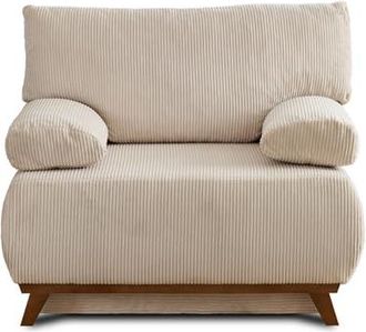 Best Mobilier Fauteuil Convertible avec Coffre Cristal en Velours C&ocirc;tel&eacute; Beige - Salon