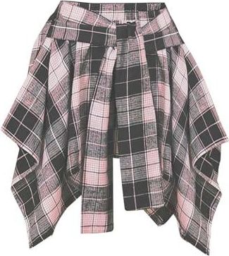 Generic Mini jupe tartan pliss&eacute;e sur le devant irr&eacute;guli&egrave;re - Taille &eacute;lastique pliss&eacute;e &agrave; carreaux - Jupe courte confortable et d&eacute;contract&eacute;e pour femme - Robe d