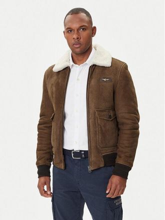 Aeronautica Aeronautica Militare Lederjacke 252PN0163U100893 Braun Regular Fit