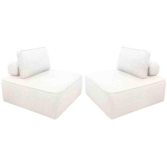 Sweeek Sweeek - 2er-Set Sessel Einsitzer f&uuml;r modulares Boucl&eacute;-Sofa, Boucl&eacute;, Creme