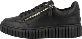 s.Oliver Damen Sneaker flach aus Kunstleder mit Schnürsenkeln und Reißverschluss, Schwarz (Black), 40 EU