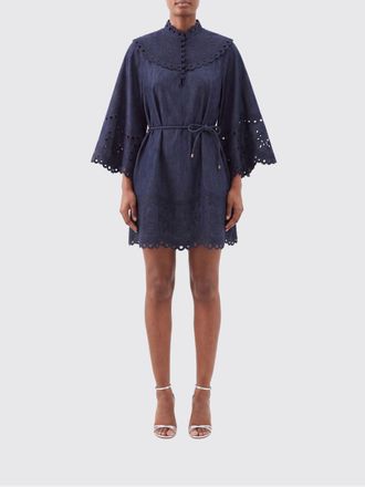 Zimmermann Mini-robe Mahon en denim avec manches kimono et dentelle