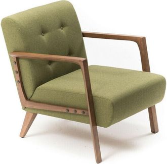 Hanah Home Hanah Home - Fauteuil en tissu vert Kemer