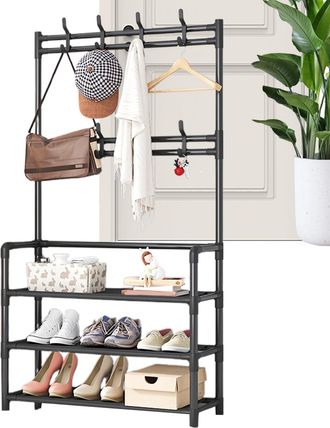 Generic Kleiderständer Mit Regalen, Kleider- Und | Kleiderständer Mit Mit Haken - Haushaltsregal Stand-Schlafsaal-Hänger Schlafzimmer Innen