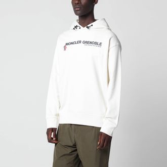 Moncler Wei&szlig;es Kapuzen-Sweatshirt aus Baumwolle mit Koordinaten