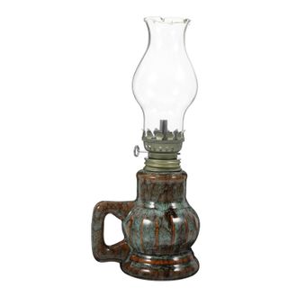 Cabilock Vintage Keramik Kerosinlampe Klare Glas &ouml;llampe mit langlebigem Docht Dekorative &Ouml;llaterne f&uuml;r Innenr&auml;ume Zuverl&auml;ssige Notbeleuchtung Vielseitig f&uuml;r C