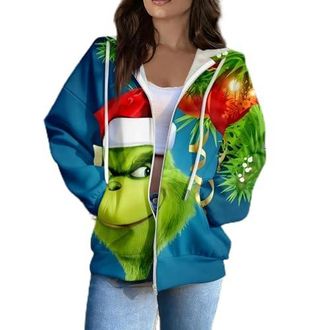 Generic Le Grinch Sweat Femme A Capuche Chaud Polaire Moche Sweatshirts Adulte Deguisement Vetement De Noël Femmes Pyjama Vêtements Sweet 2025 Hiver Costume P