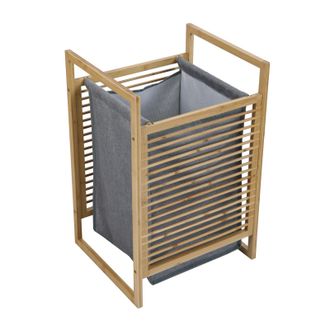 SVITA ILMA W&auml;schekorb W&auml;schetruhe W&auml;schesammler W&auml;schebeh&auml;lter f&uuml;r Schmutzw&auml;sche klein Holz Bambus Badezimmer Waschraum Schlafzimmer