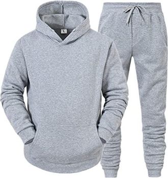 TOMWELL Hommes Surv&ecirc;tement Ensemble 2Pcs Suit Mode Ample Manches Longues Hiver Chaude D&eacute;contract&eacute;s Sweats &agrave; Capuche Et Jogging Pantalons Sportswear Fitness po