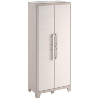 Dmora Gartenschrank Grimsby, Gartenm&ouml;bel, Mehrzweck-Gartenschrank, Container f&uuml;r Balkon oder Garage, Made in Italy, 80x44 h182 cm, Sand - Dmora