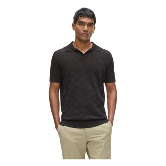 Karl Lagerfeld Homme, Tops, Noir, Taille: 2XL KL Monogram Knitted Polo