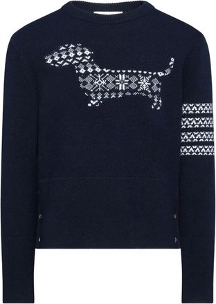 Thom Browne pull hector 4 bandes signature - Bleu