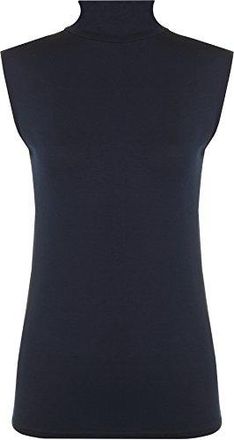 WearAll Haut sans manches uni à col roulé pour femme - Tailles 44-50, bleu marine, 40-42