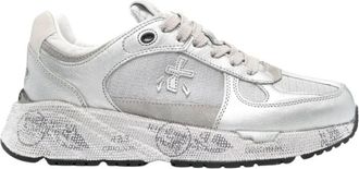 Premiata Low-Top Sneaker - Silver Leather Sneakers With Textured Finish - Gr. 37 (EU) - in Silber - für Damen