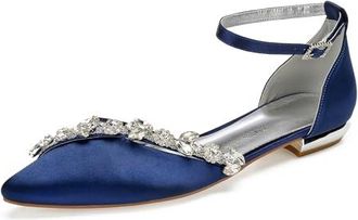 Generic Chaussures Mari&eacute;e Plates Confortable Femme Confortable Plates Mariage Chaussures Plate Mariee Robe 2Cm,Dark Blue,40 EU