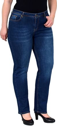 ESRA Damen Jeans Straight-Fit High Waist Jeans Gerade Schnitt Hose Hoch-Bund bis Übergröße Damen Stretch-Jeans Gerades Bein hoher Bund Plussize Große Größe