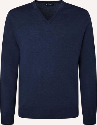 Hackett Pullover Gmd Merino Silk V Nck blau