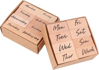 DOITOOL Holzstempel 16 Stück Mit Wochenbriefsiegeln Und Abkürzungen Selbstgemacht Stempel Aus Holz Mit Gummiaufdruck Wiederverwendbar Für Tagebuch Scrapbook U