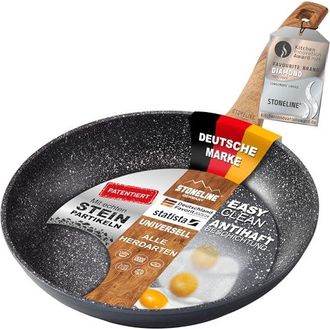 STONELINE Back to Nature Po&ecirc;le &agrave; Frire 28 cm, Made in Germany, adapt&eacute;e &agrave; lInduction, Rev&ecirc;tement Antiadh&eacute;sif avec de vraies particules de pierre, Cuire sans Huil