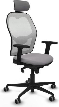 Piqueras y Crespo Stuhl mit Armlehnen Jorquera, h&ouml;henverstellbarer Lendenwirbelst&uuml;tze und Kopfteil in H&ouml;he und Neigung, ausgestattet mit 5 Positionen, Wei&szlig; / Grau