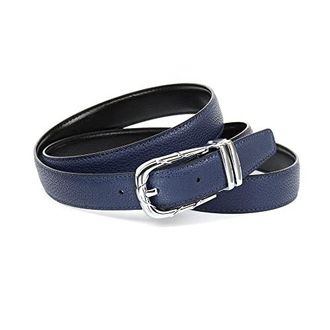 Anthoni Crown Leder Wendegürtel Ceinture, Noir/Bleu foncé, 110 cm Femmes