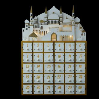 Valiclud NOLITOY Muslimischer Adventskalender Holz mit LED Licht Tage Eid Countdown Kalender Ramadan Deko f&uuml;r Islamische Tischdekoration und Familienfeier