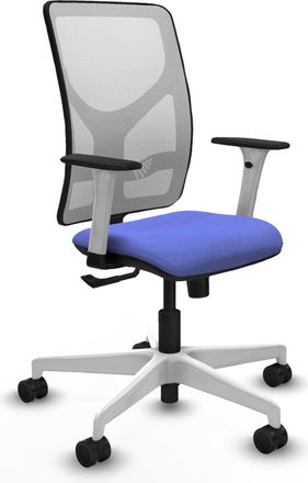 Piqueras y Crespo Computerstuhl, blau, mit wei&szlig;en und schwarzen Armlehnen, h&ouml;henverstellbare Lendenwirbelst&uuml;tze, ausgestattet mit 3 Positionen und Schneideschaum, Wei&szlig;/