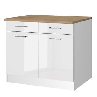 Held Möbel home24 Unterschrank Mailand I 100cm Weiß/Hochglanz Weiß