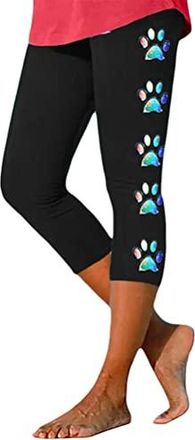 ORANDESIGNE Pantalon Capri Femme été Pantalon Stretch en Dentelle Taille Haute 3/4 Longueur Leggings Capri Leggings Courts Collants Souples Pantalons Décontractés