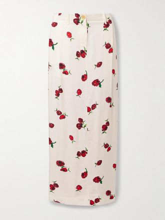 Khaite Jupe Longue En Serge De Soie À Plis Lucian - Écru