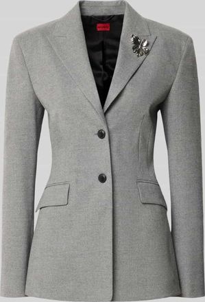 HUGO BOSS Longblazer mit metallischer Brosche Modell Asmalla
