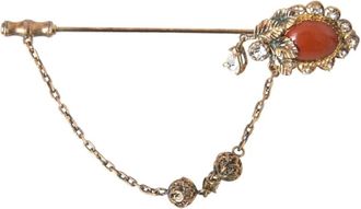 Dolce & Gabbana Goldene Kristallkette Pin Brosche - - Accessories - unisex - Gelb - ONE SIZE
