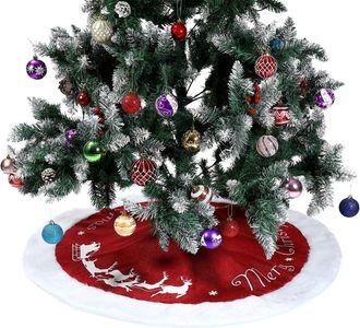 Hemoton Pl&uuml;sch Weihnachtsbaum R&ouml;cke Weihnachtsschmuck Wei&szlig; und Rot Weihnachten Baum Rock Urlaub Baum Ornamente Dekoration f&uuml;r Weihnachten (120cm)