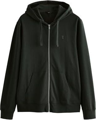 Next Homme Sweat à Capuche léger zippé 100% Coton Vert Kaki XL