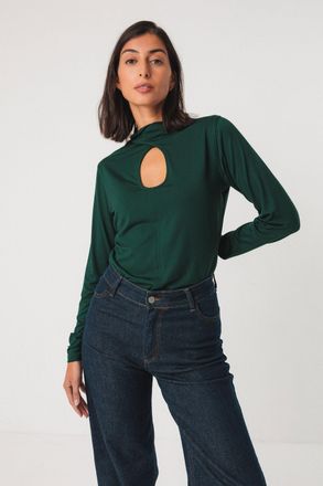 SKFK Damen vegan T-Shirt High Neck Zur-5 Gr&uuml;n