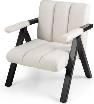 Giantex Loungesessel, Gepolsterter Sessel, Relaxsessel mit Ergonomischen Rückenlehnen und Armlehnen, Lesesessel mit Metallrahmen, Ohrensessel für Schlafzimmer