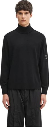 C.P. Company C.p. Company - Pull &agrave; col roul&eacute; en laine m&eacute;lang&eacute;e - Homme - Pulls - Noir - Taille: 2XL