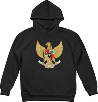 Generic Sweatshirts &Agrave; Capuche Mode Homme Doublure Polaire Manches Longues Vintage Lacets Sweatshirts Indon&eacute;sie Embl&egrave;me National Imprim&eacute; Chemises Cordon Hoodie