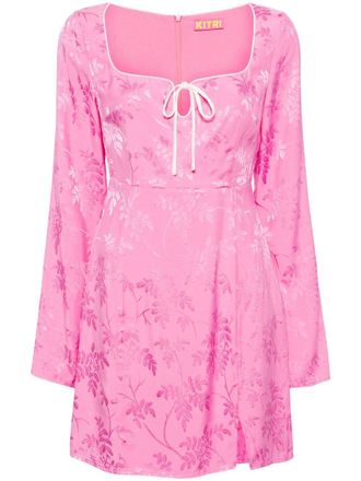 Kitri Elspeth Minikleid mit floralem Jacquardmuster - Rosa
