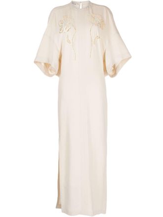 Stella McCartney robe longue &agrave; broderies anglaises - Orange