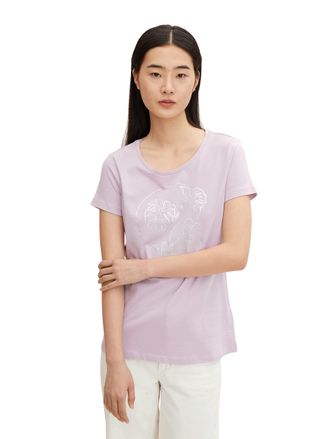 Tom Tailor Damen T-Shirt mit Print 1032138, 28804 - Iris Flower, XS