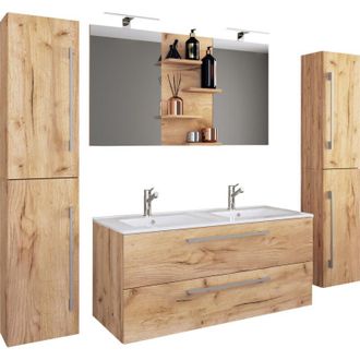ebuy24 BudasiS Badm&ouml;belset Doppelwaschbecken Eiche dekor