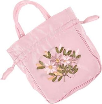 Hemobllo Sac à Main Femme Brodé Style avec Cordon de Serrage Sacoche à Poignée Portable pour Voyage et Usage Quotidien Pochette pour Téléphone et Petits Objets