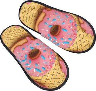 Generic Pantoufles Impression De Cr&egrave;mes Glac&eacute;es Et De Gaufres Slippers Hiver L&eacute;g&egrave;res Chausson Pour Femme Int&eacute;rieur Homme M