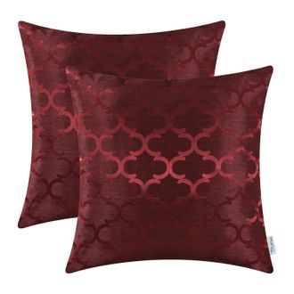 CaliTime Kissenbezüge Kissenhülle 2er-Pack Wurfkissenbezüge Schalen für Heim-Sofa-Couch Modern Glänzend & Matt Kontrast Quatrefoil Akzent Geometrisch 40cm x 40