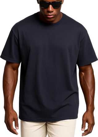 LEIF NELSON Herren Oversized T-Shirt, lockeres Shirt aus 100% Baumwolle, Sommer Shirt mit Rundhals-Ausschnitt, Streetwear Look, Kurzarm Basic f&uuml;r Alltag & Freizei