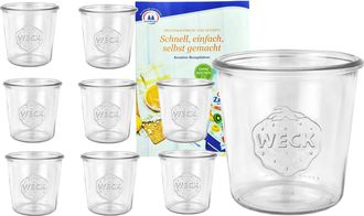 MamboCat 9er Set Weckgläser Sturzglas 580 ml I Original Weck Sturzglas Dessertglas I Einweckgläser für Kuchen Gelees UVM I Sturzgläser ohne Deckel inkl. Diaman